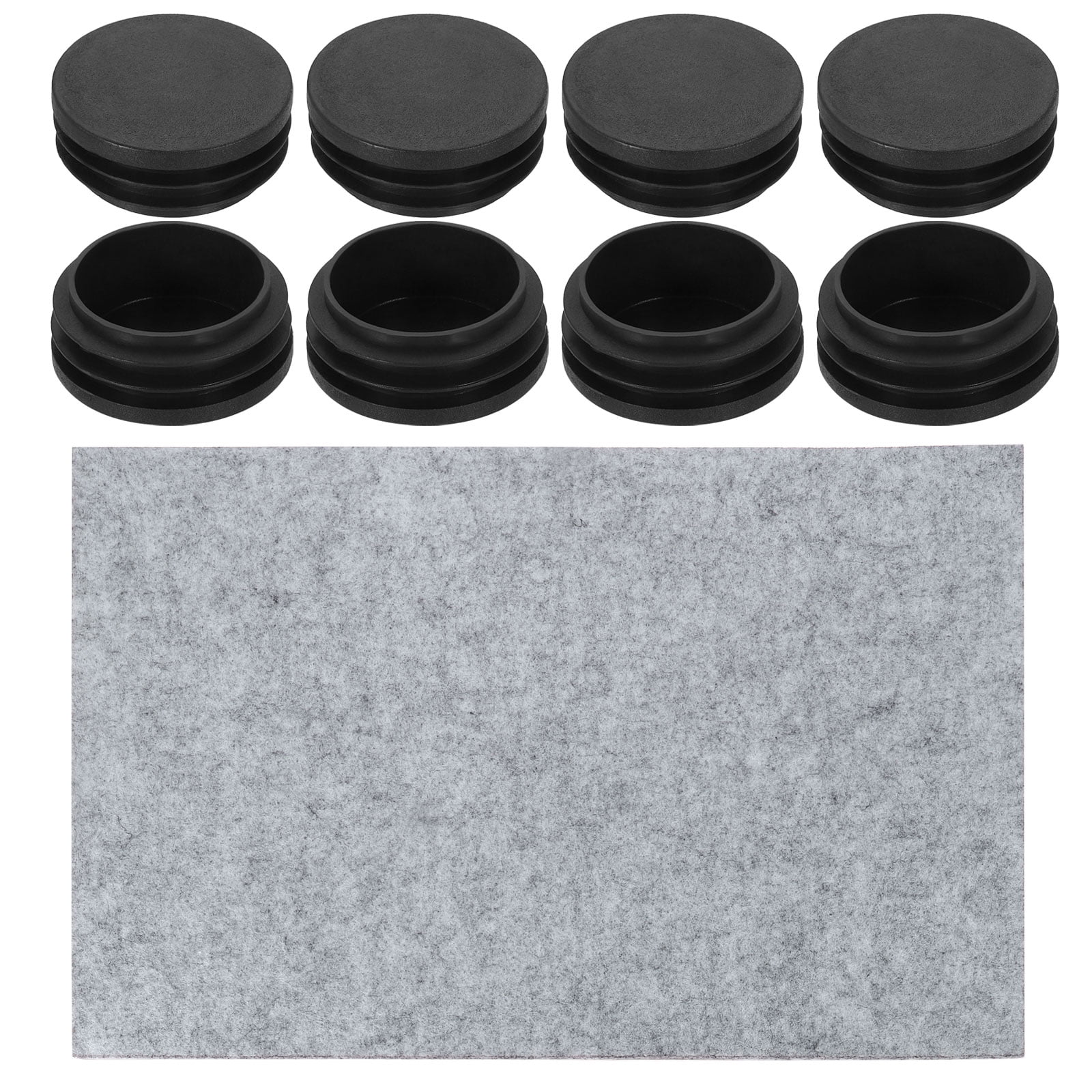 8 Pack Round Plastic Plugs with Furniture Felt Pad, 45mm/1.77" Tubing ...
