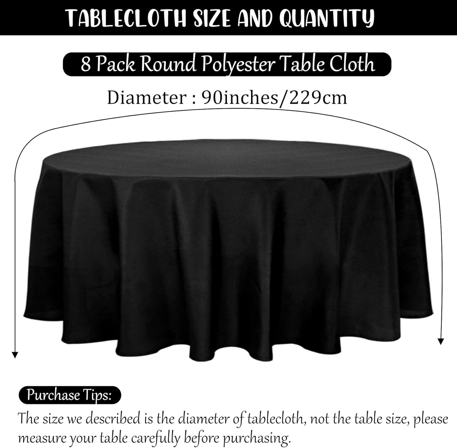 8 Pack Round Tablecloth 90 Inch Round Table Covers Bulk Washable ...