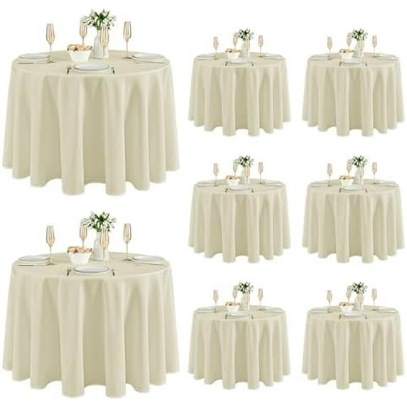 8 Pack Round Tablecloths: Stain Resistant Wrinkle Free Circle Table ...