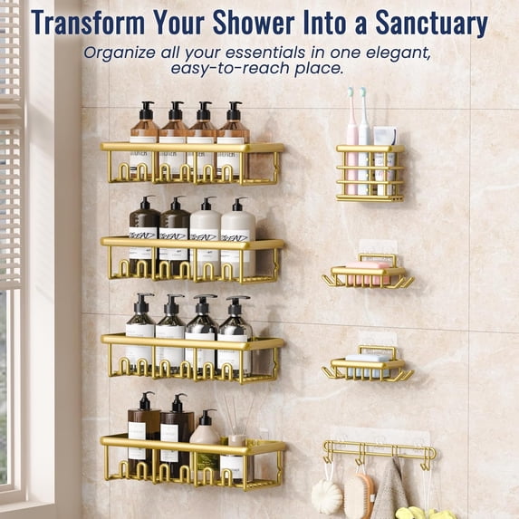 8 Pack Rustproof Shower Caddy with Soap Dishes, Toothbrush Holder ...