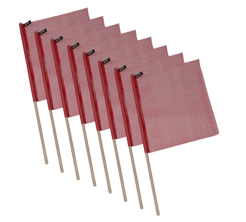(8 Pack) Safety Flag w/ Dowel and Jersey Mesh Construction - Red - 18 ...