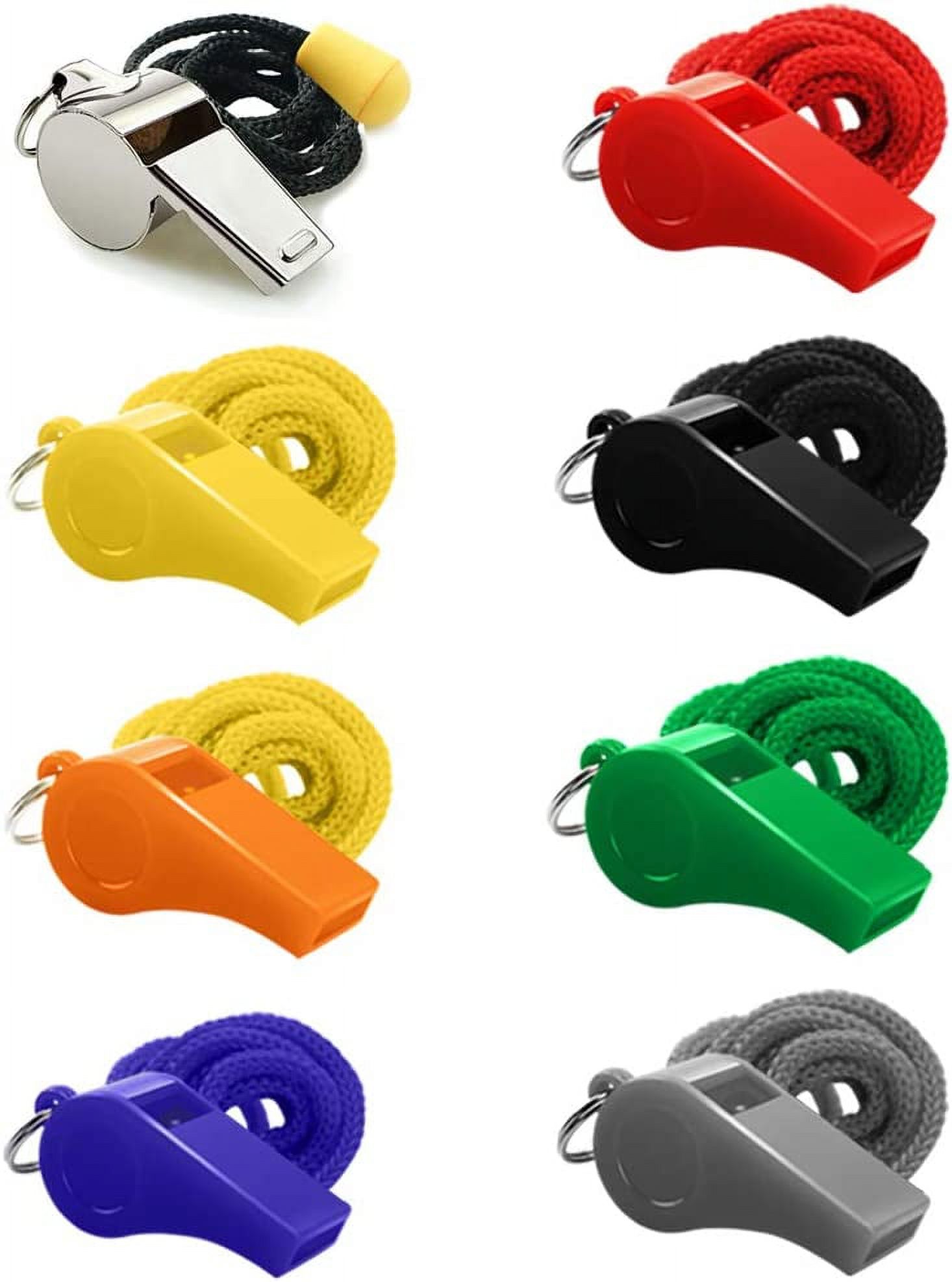 8 Pack Safety Whistle with Lanyard Emergency Multicolor Whistles Bulk ...