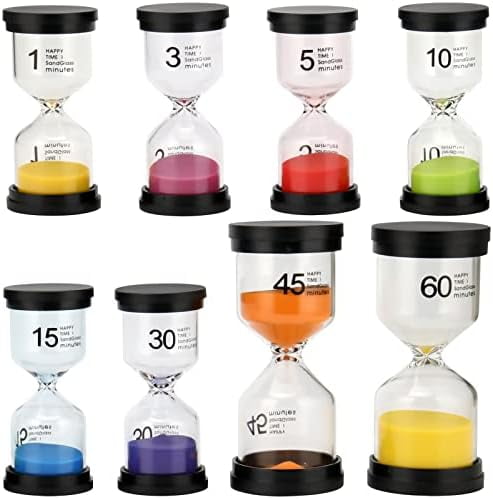 8 Pack Sand Timer Set, Plastic Hourglass Sand Timer, Colorful Sandglass ...