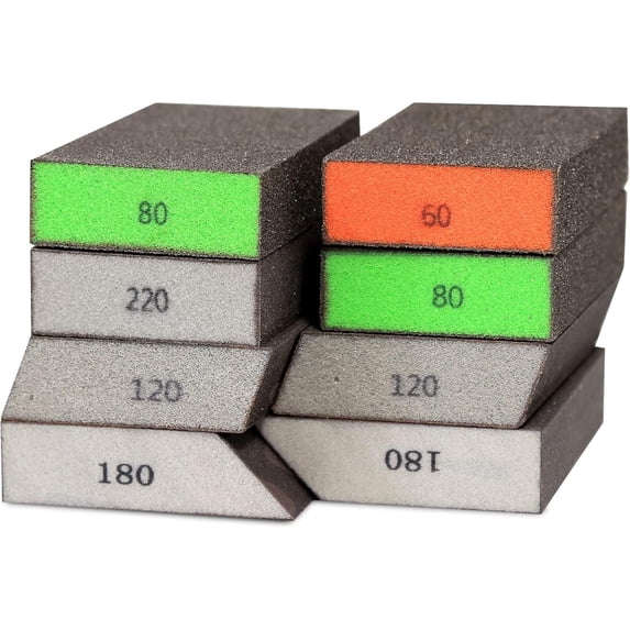 8 Pack Sanding Block, Single & Dual Angle Sanding Sponge Washable and ...