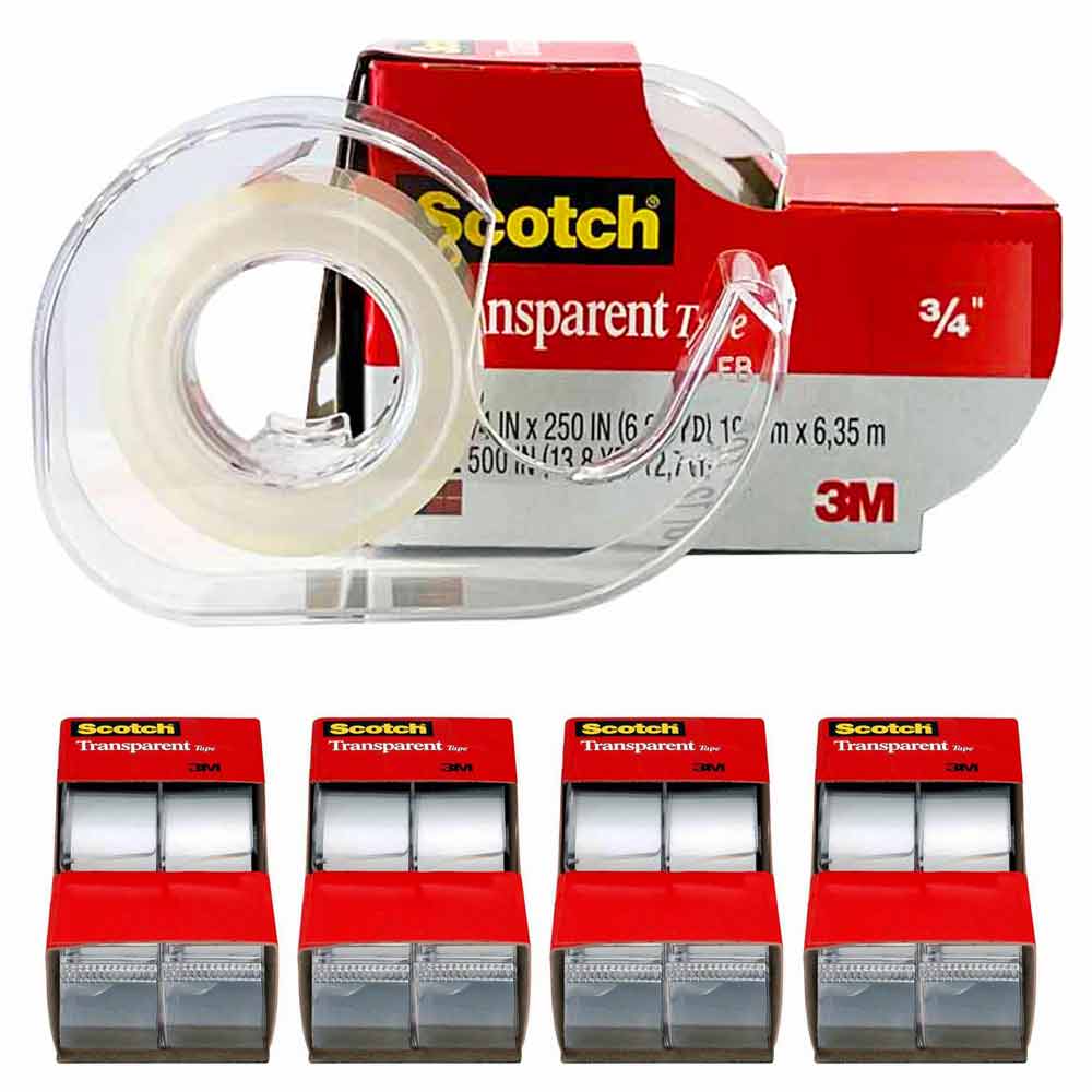 8 Pack Scotch Transparent Tape Rolls Dispenser Cutter Clear Office Home 8 Pack Scotch Transparent Tape Rolls Dispenser Cutter Clear Office Home