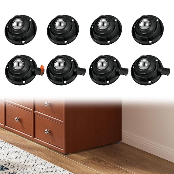 8 Pack Self Adhesive Caster Wheels with Brake, 1 Inch Low Profile ...