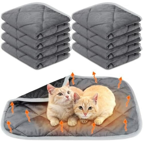 8 Pack Self Heating Cat Mat Self Warming Cat Bed Extra Warm Thermal Pet ...