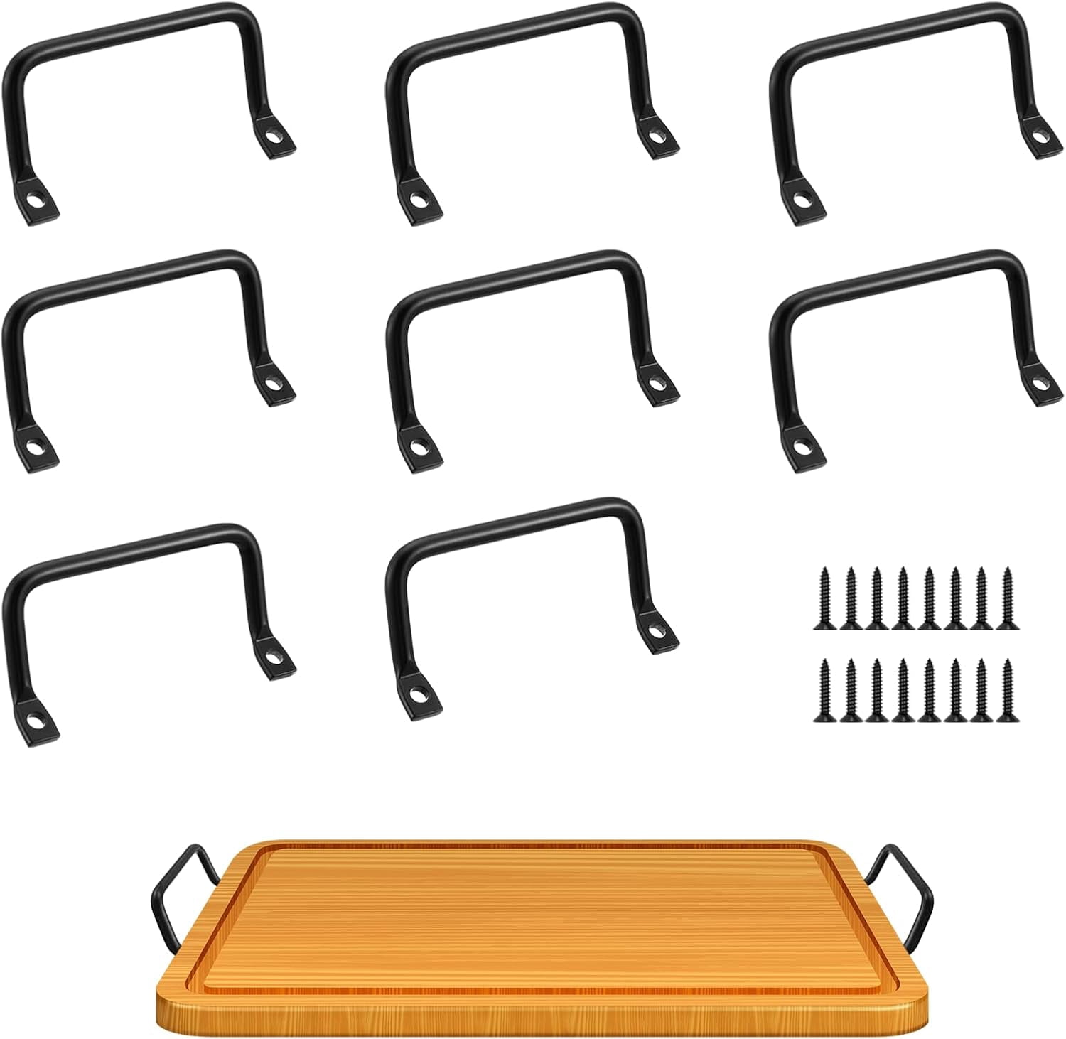 8 Pack Serving Tray Handles, Matte Black Cabinet Pull Handles for ...