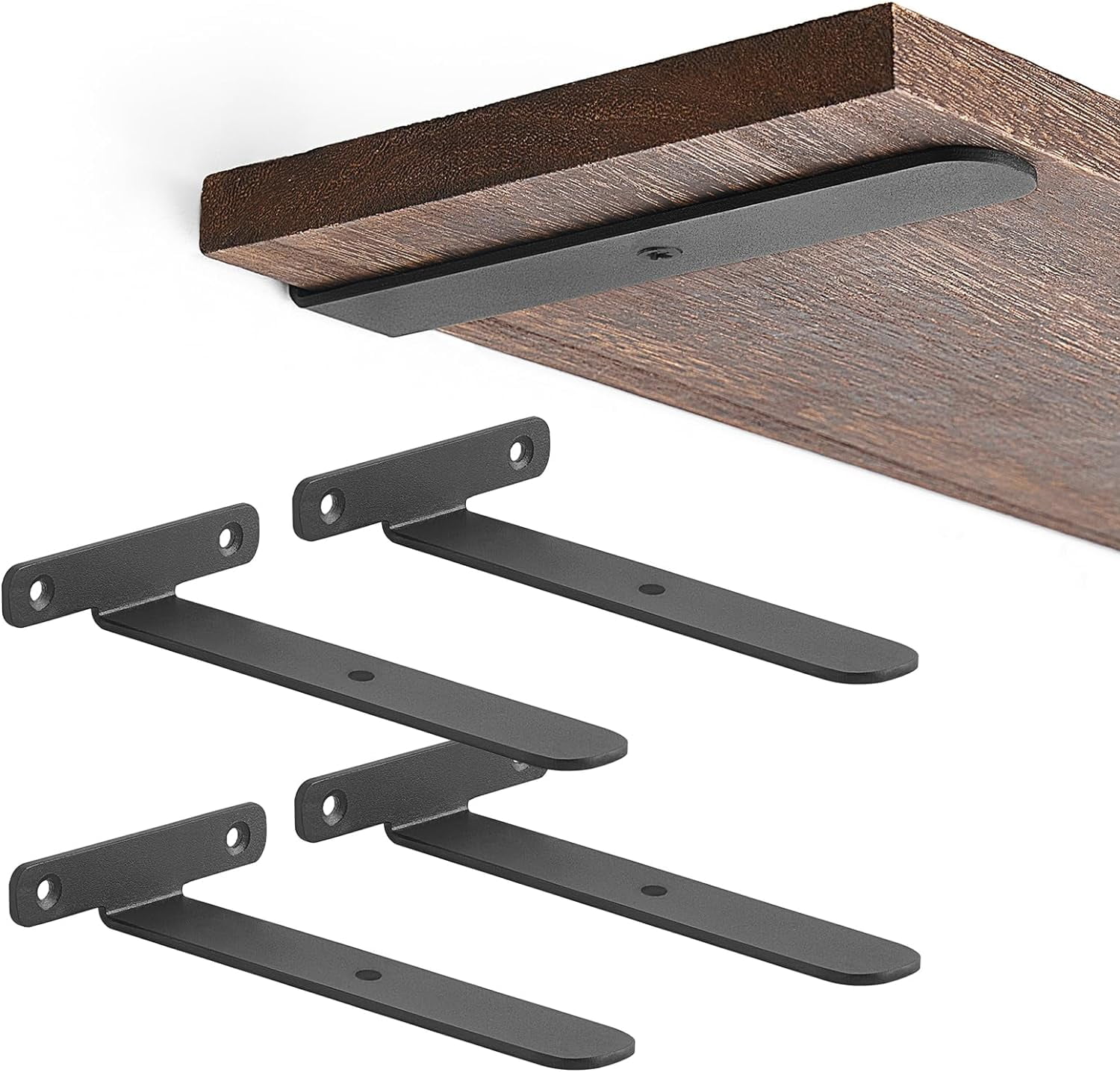 8 Pack Shelf Brackets Black Heavy Duty Metal Hidden L Bracket for ...