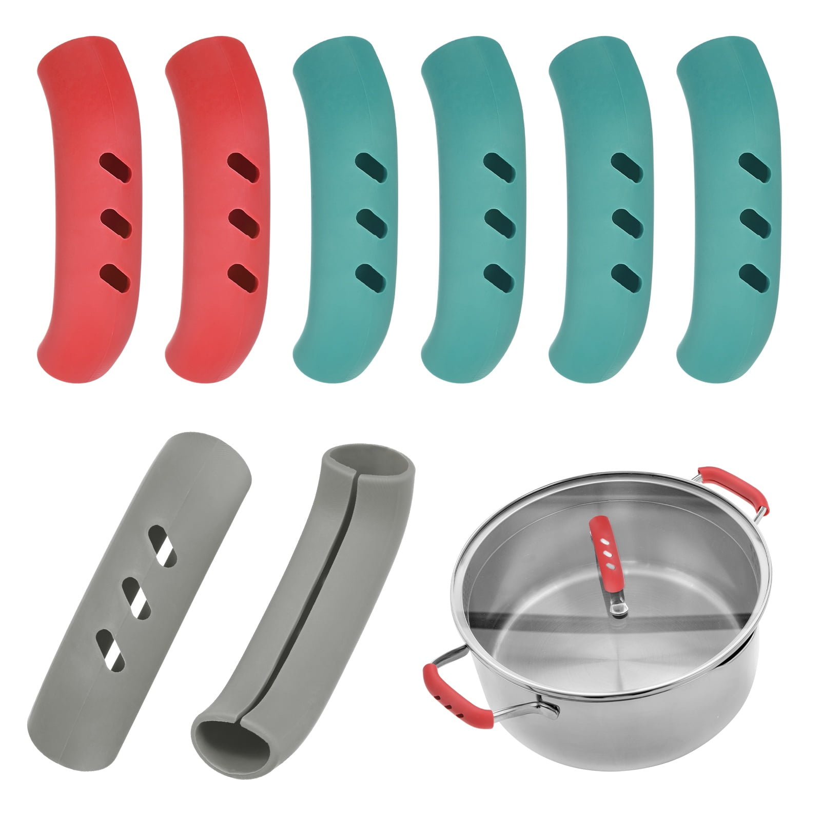 8-Pack Silicone Assist Handle Holder Grip, Heat Resistant Non-Slip Pot ...