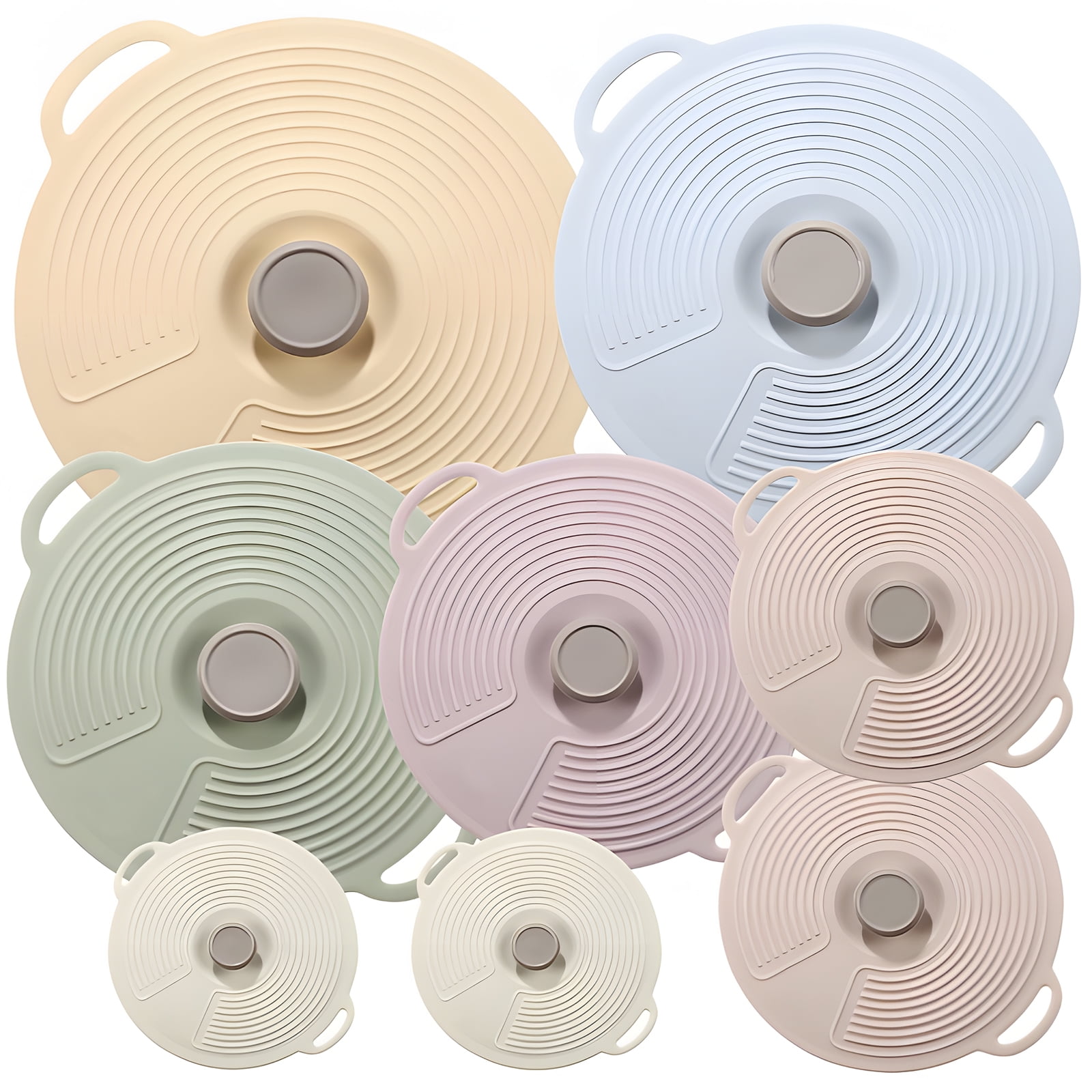 8 Pack Silicone Lids for Pots and Pans Heat Resistant Microwave Splatter Cover for Food Fits ...