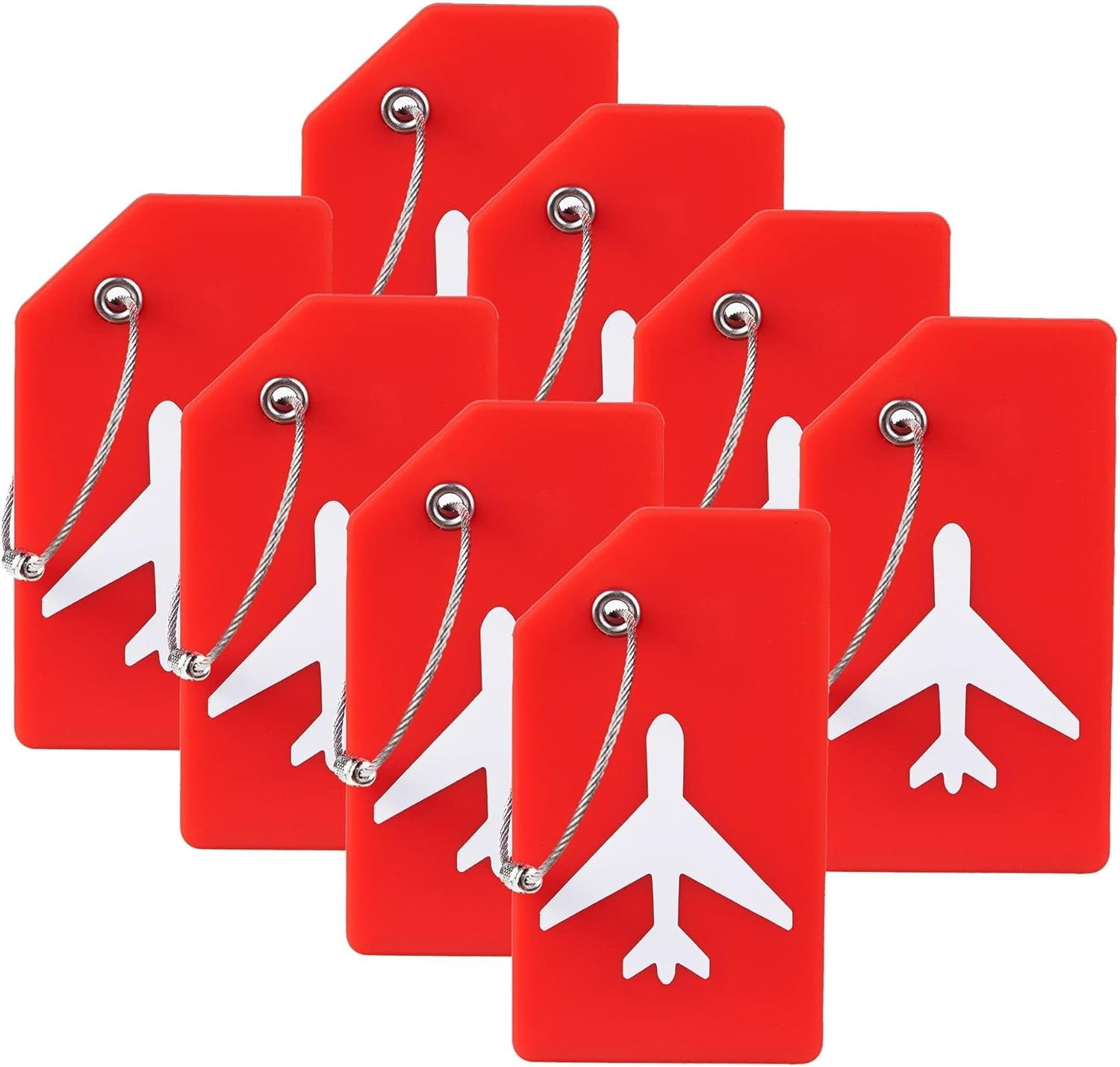 8 Pack Silicone Luggage Tag for Suitcases with Stainless Loop, TSA ...