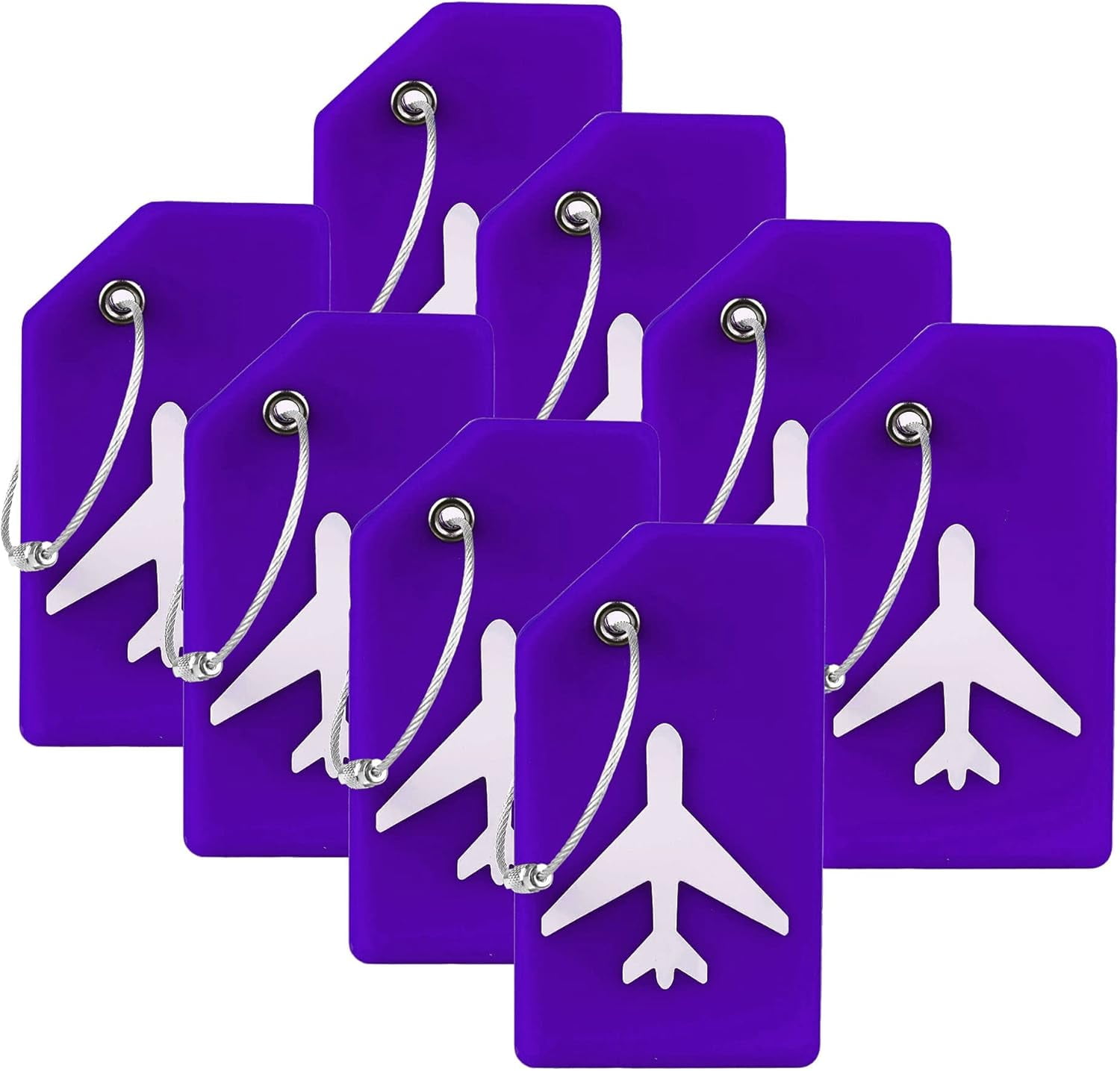 8 Pack Silicone Luggage Tag for Suitcases with Stainless Loop, TSA ...