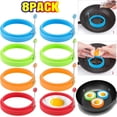 8 Pack Silicone Round Egg Cooking Rings,Non-Stick Frying Egg Maker ...