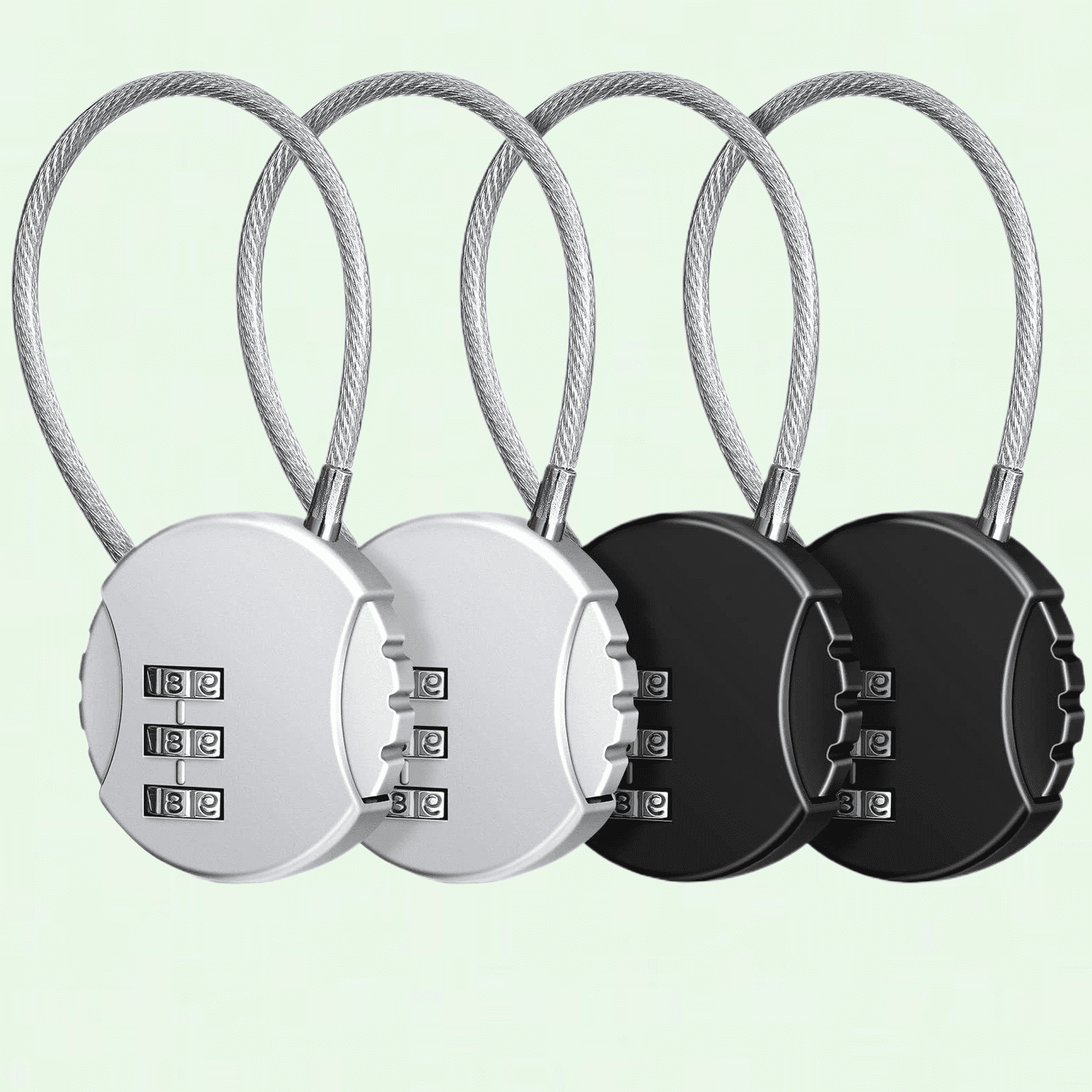 8-Pack Small Cable Lock with 3-Digit Combination, Waterproof Padlock ...