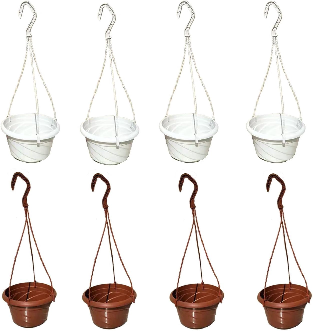 8 Pack Small Plastic Hanging Planters, 7" Hanging Flower Plant Pots ...