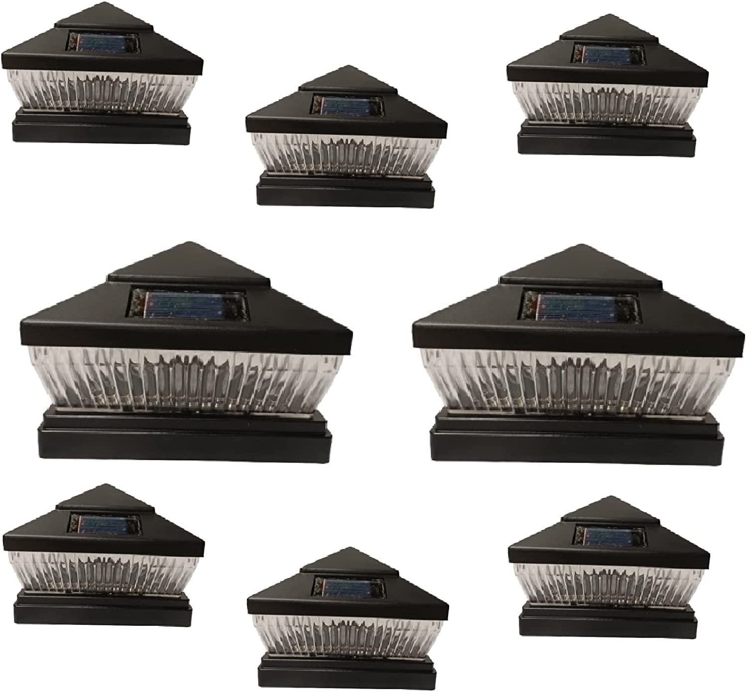 8 Pack Solar 4X4" Fence Post Cap Light with FIVE LED Bulbs BLACK Garden ...
