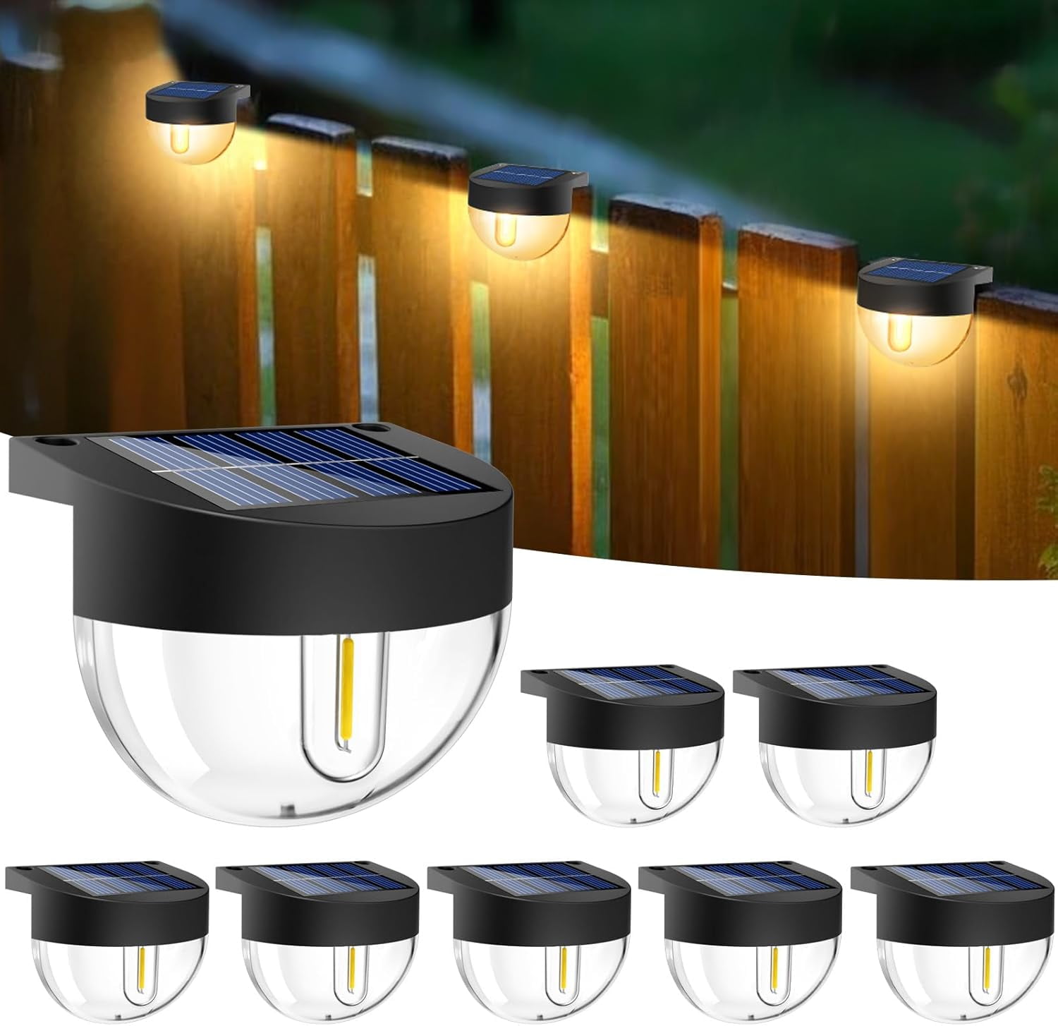 8 Pack Solar Deck Lights Outdoor Waterproof, Retro LED Patio Lights ...