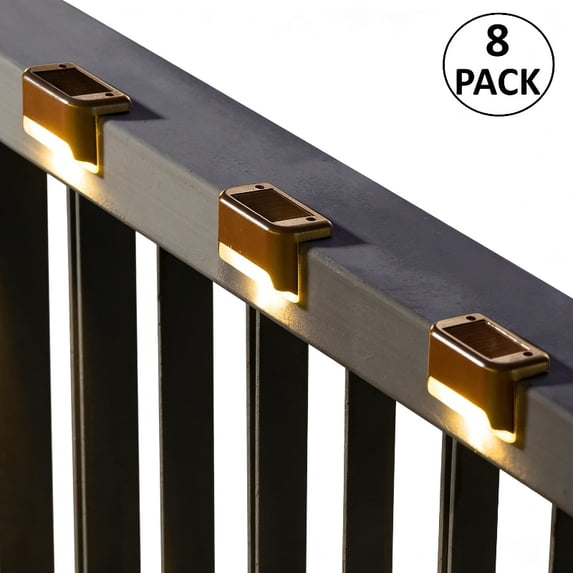 8-Pack Solar Deck Lights – Waterproof Outdoor LED Step Lights, Warm White, Auto On/Off, Easy ...