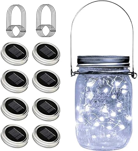 8 Pack Solar Fairy Star Firefly Jar Lid Lights - Waterproof Lantern ...