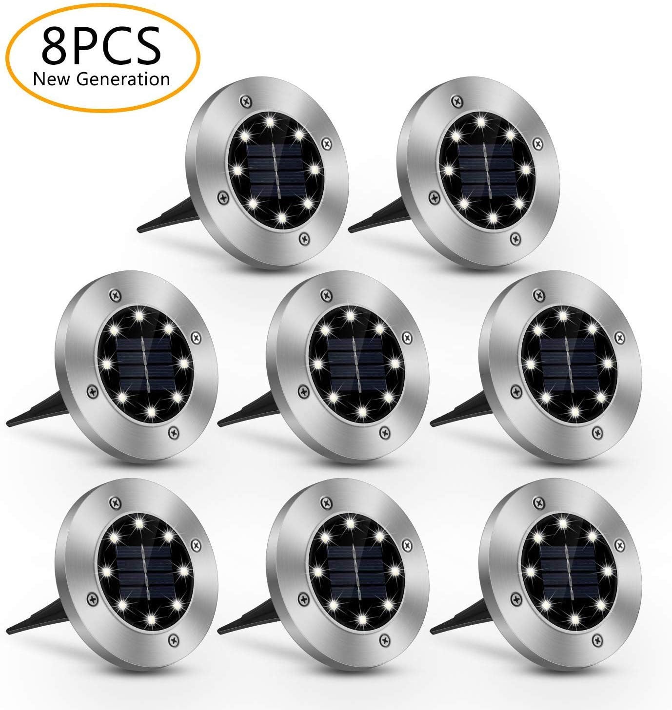 8 Pack Solar Garden Lights Outdoor Waterproof Landscape LED Lights ...