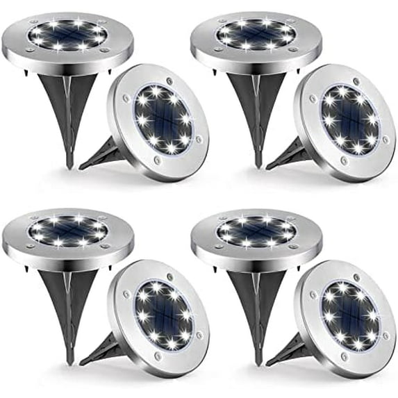 8 Pack Solar Ground Lights, Outdoor Waterproof Garden Light Decor, Disk ...