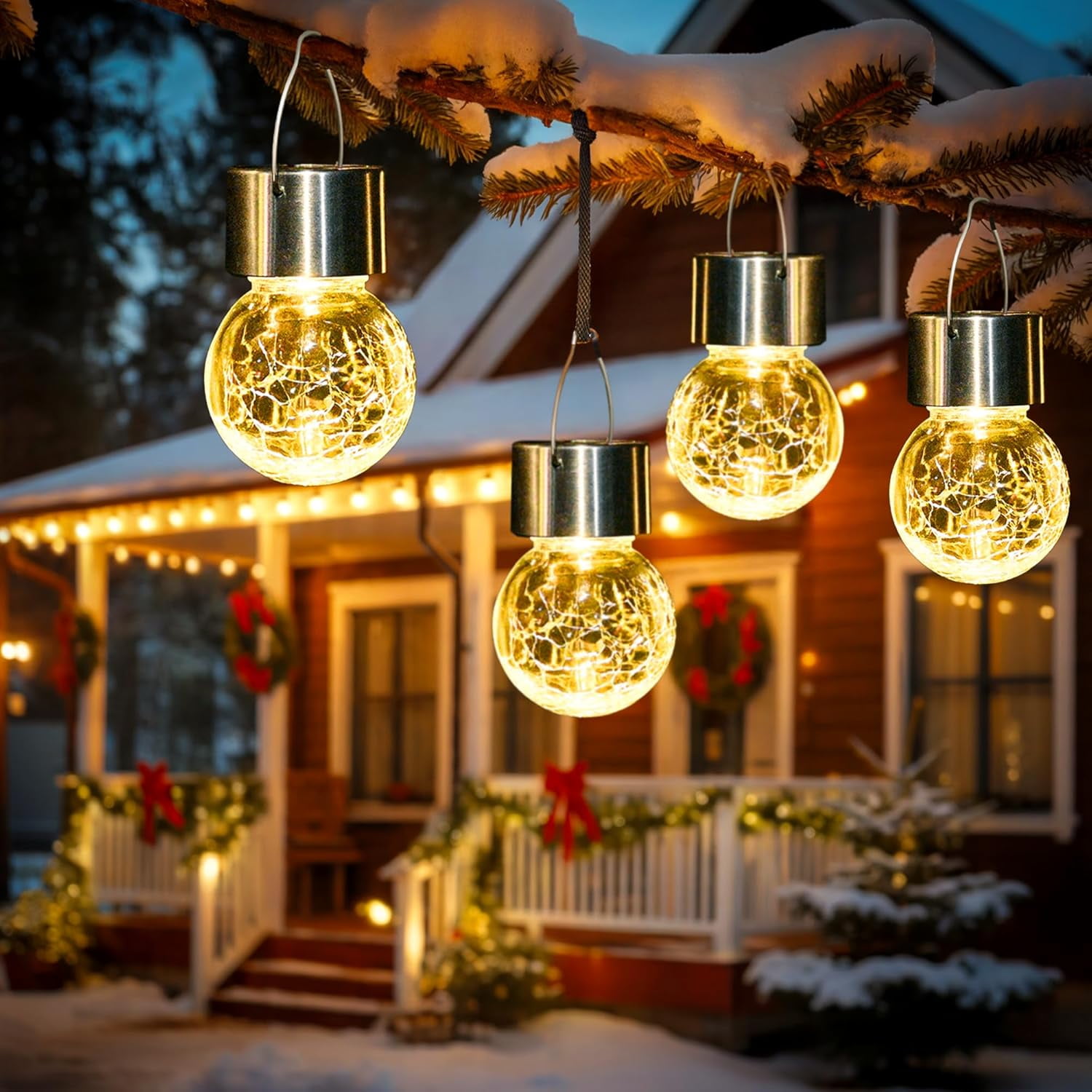 8 Pack Solar Lanterns, Christmas Decoration Lights with Multi-Color ...