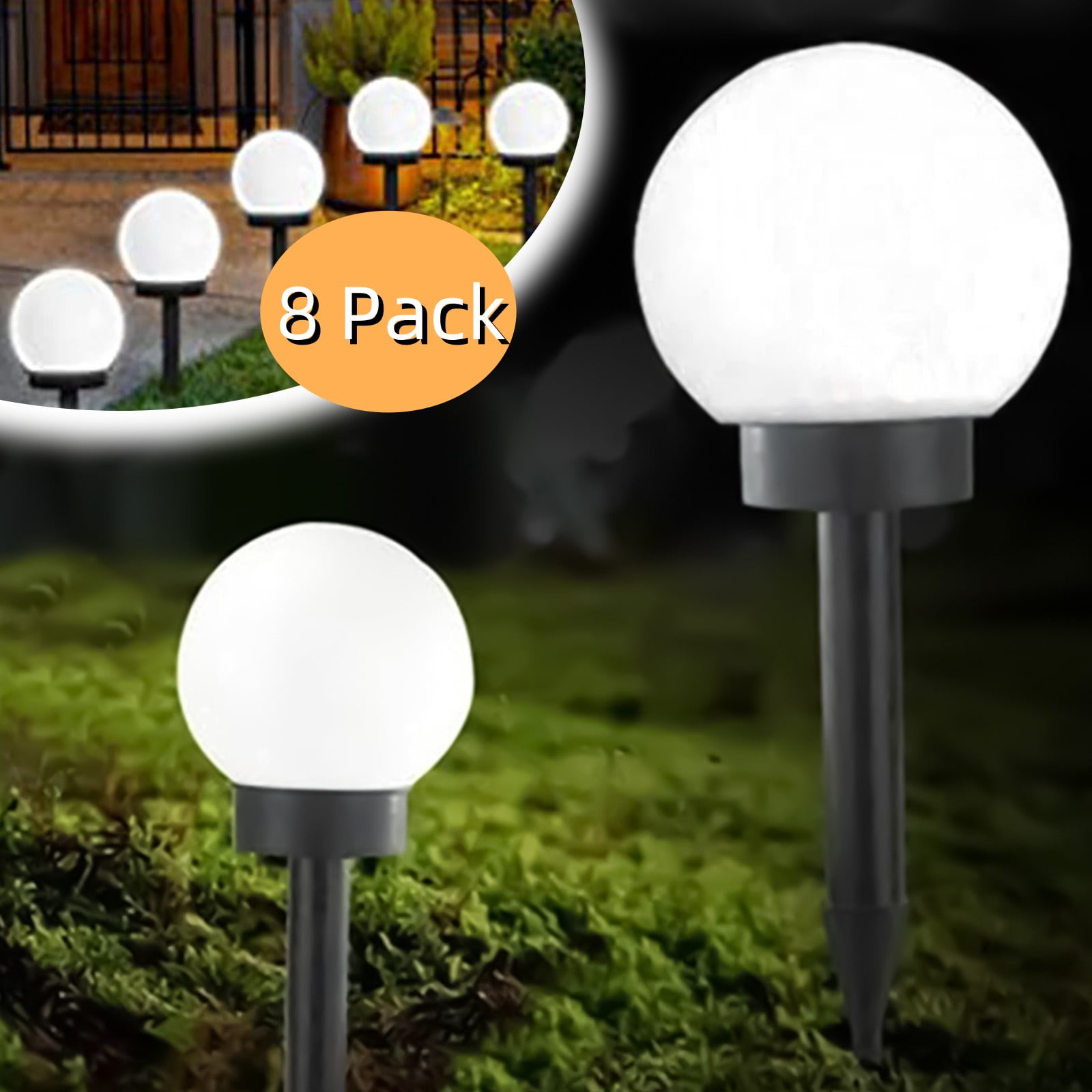 8 Pack Solar Lights Outdoor, Solar LED Globe Powered Garden Light for ...