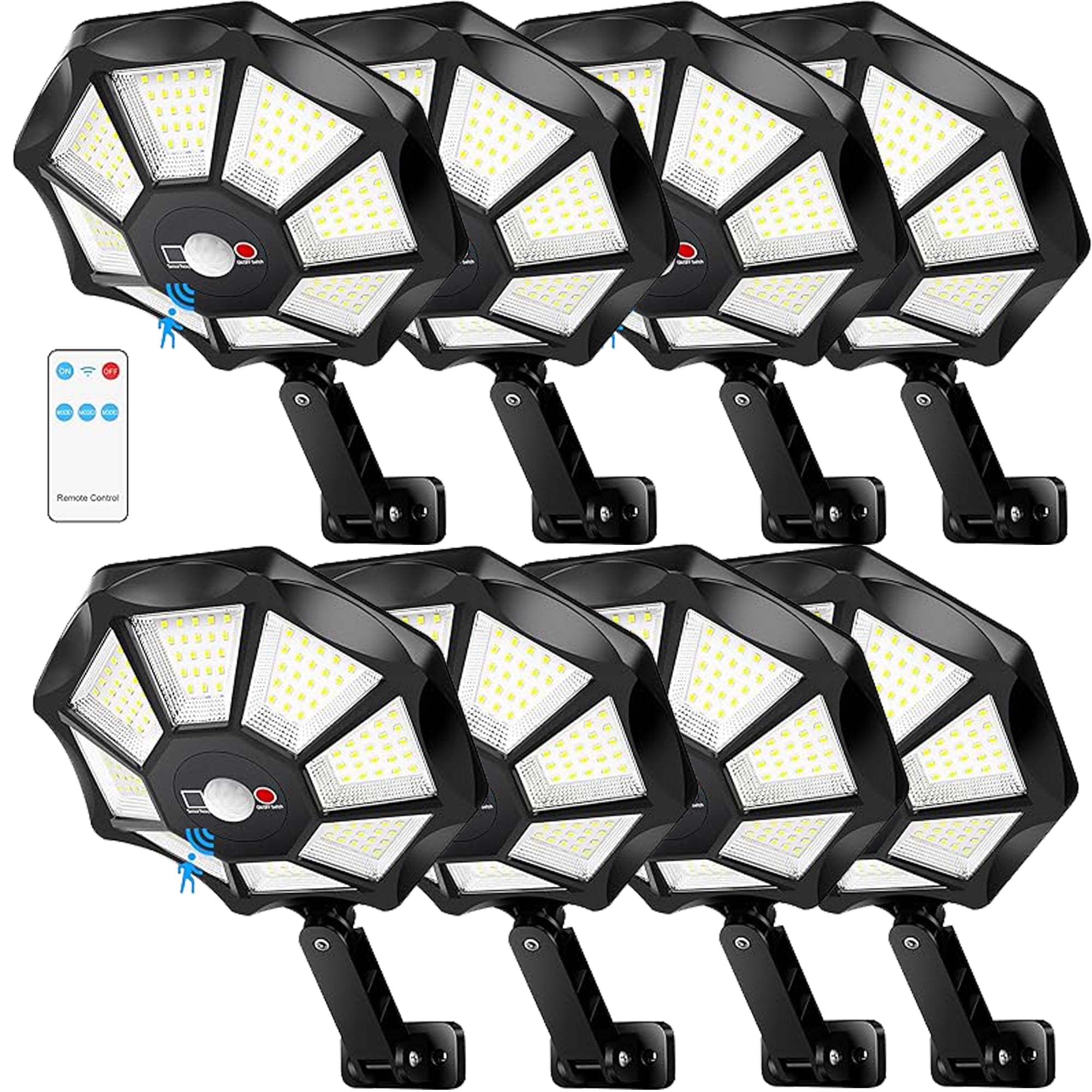 8 Pack Solar Lights Outdoor Waterproof,6500K 168 LED Solar Motion ...