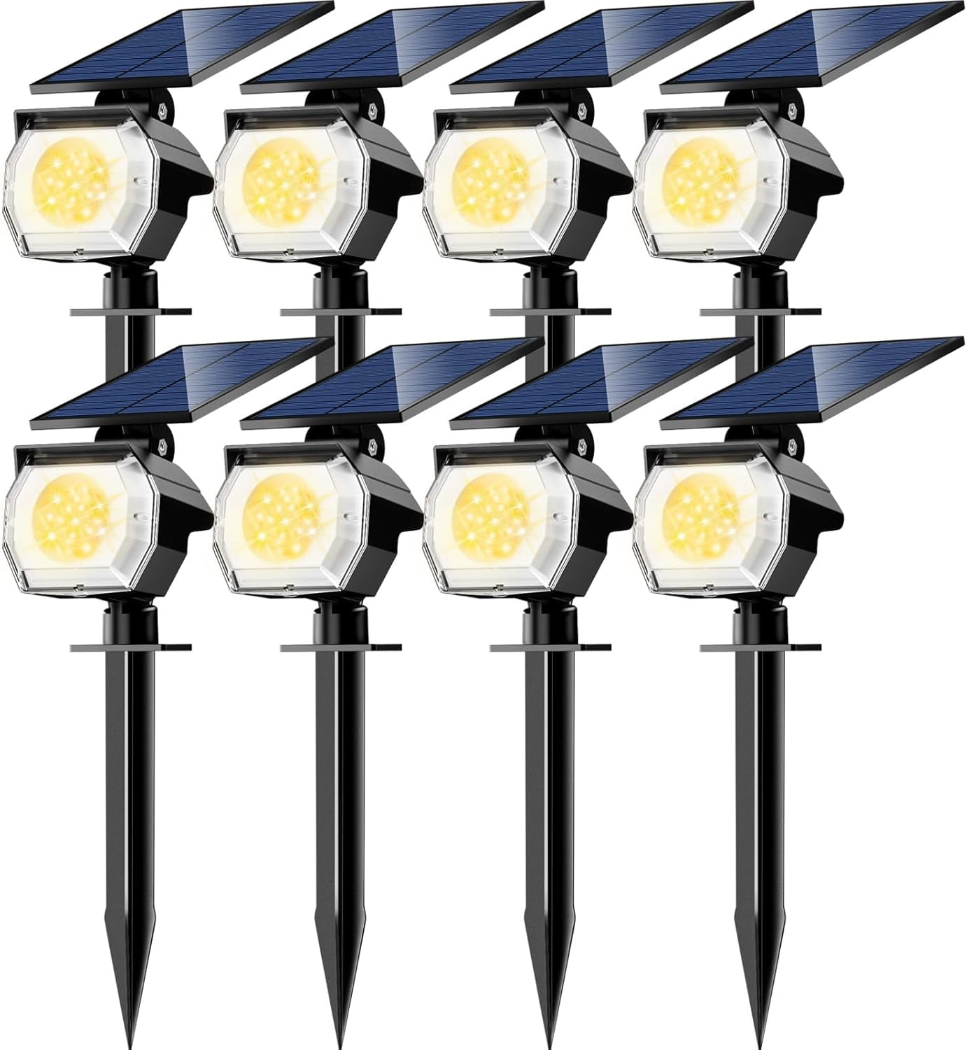 8 Pack Solar Lights Outdoor Waterproof IP65, 52 LED Solar Spot Lights ...
