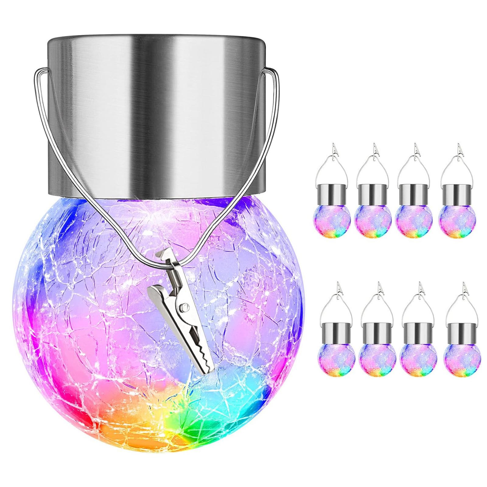 8 Pack Solar Mosaic Crackle Globes LED Garden Lights,Solar Hanging ...