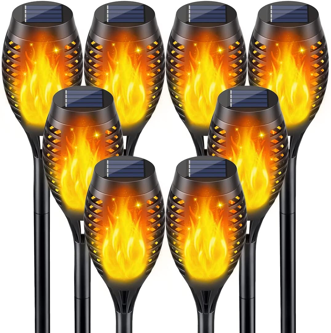 8-Pack Solar LED Torch Lights, Waterproof, Flickering Flame, Garden ...
