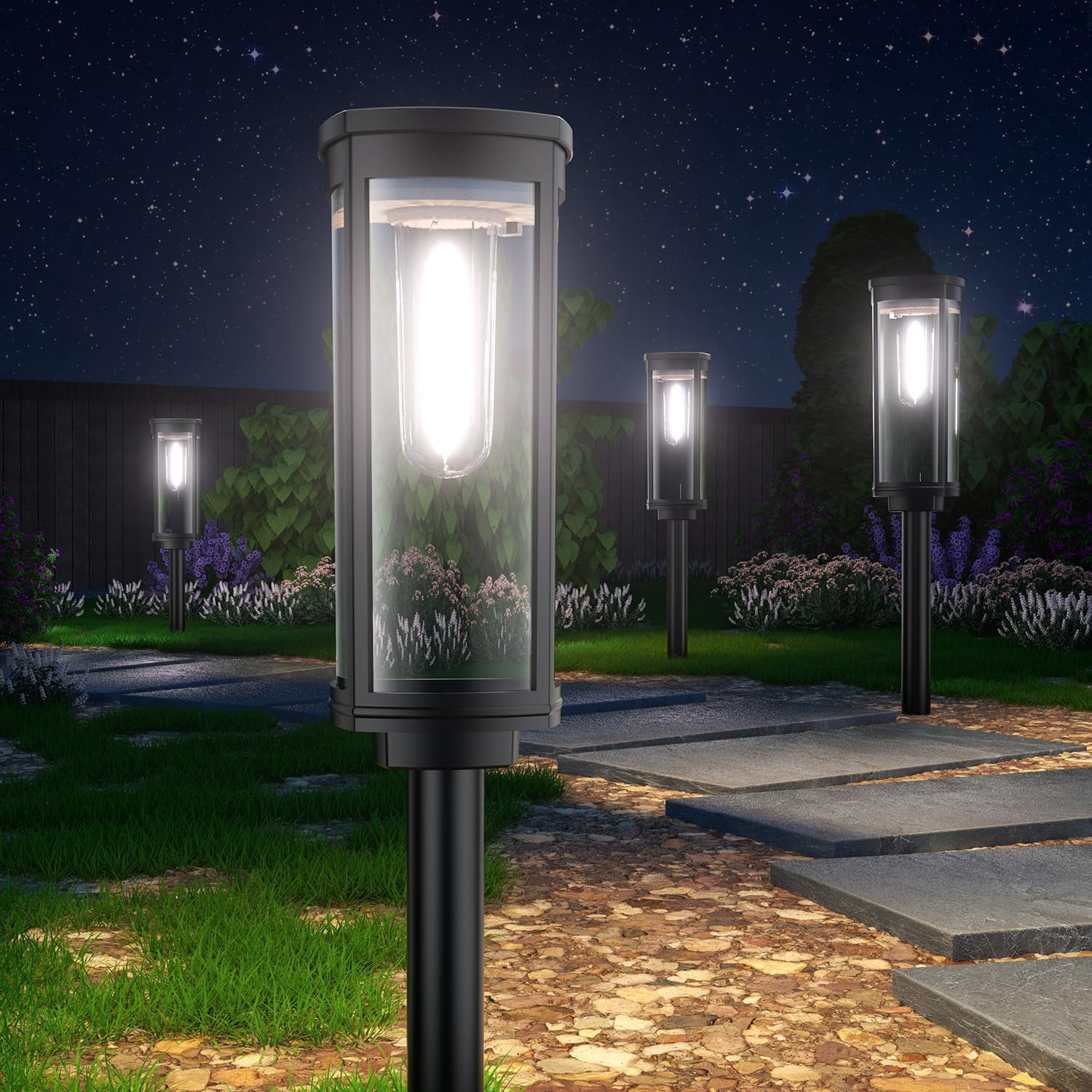 8 Pack Solar Pathway Lights Outdoor,Super Brightness IP65 Waterproof ...