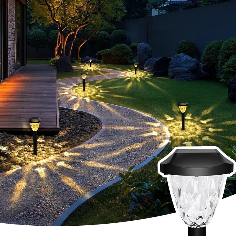 8 Pack Solar Pathway Lights, Waterproof Auto On/Off Outdoor Solar ...