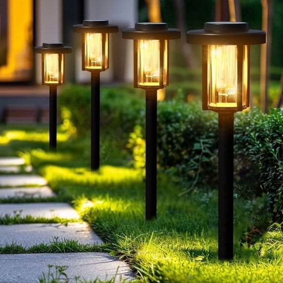 Gigalumi Solar Pathway Lights, 8 Pack, Warm White, Retro Design ...