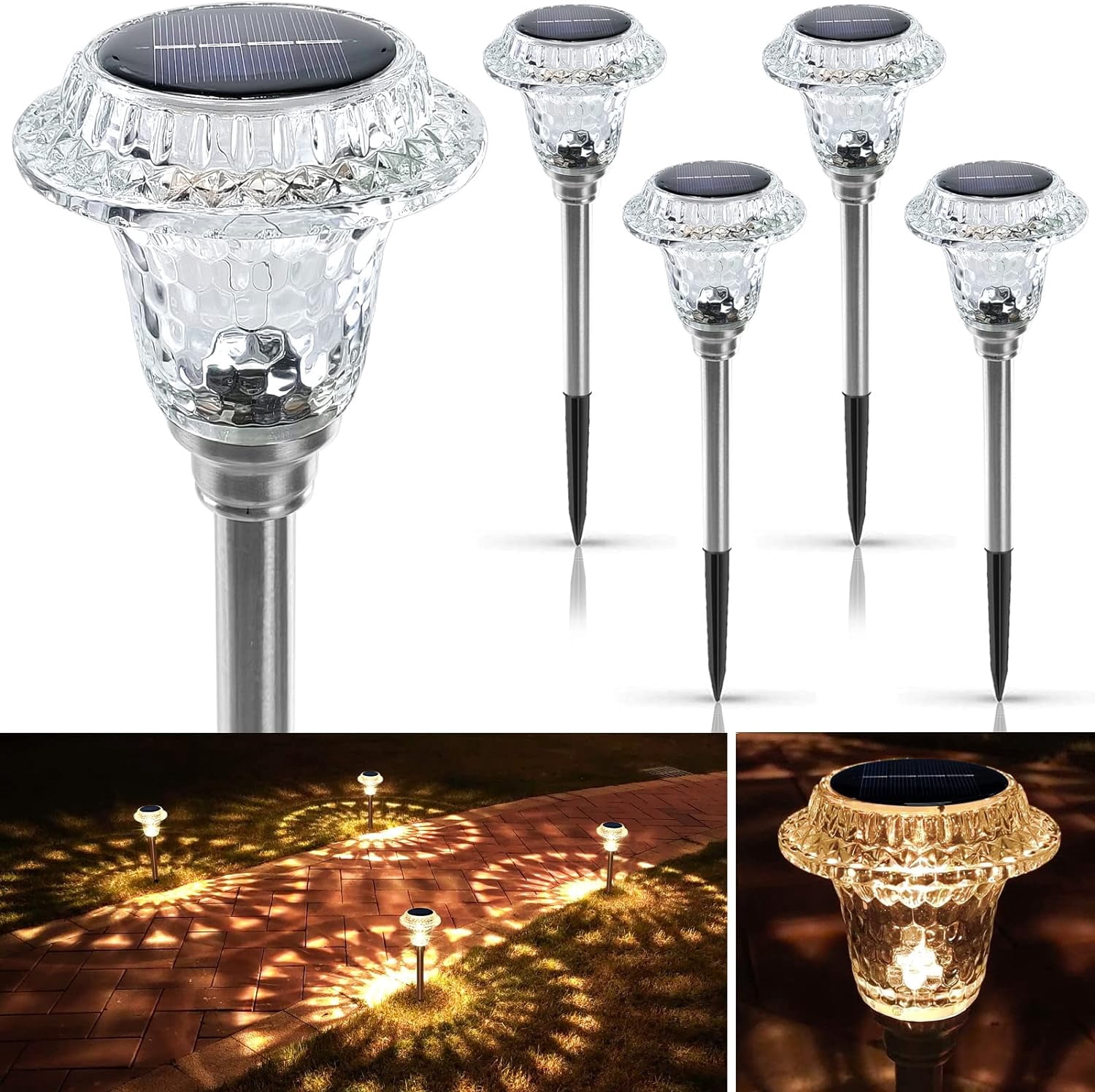 8 Pack Solar Power Landscape Light LED Outdoor Garden Yard Pathway Lawn ...