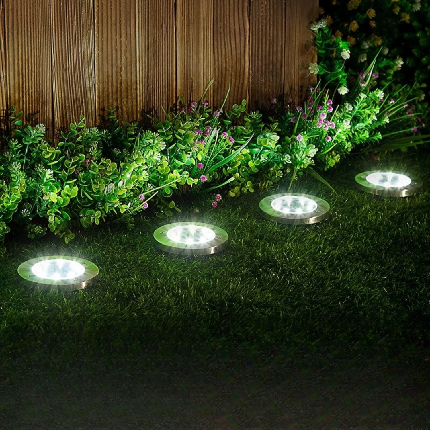8-Pack Solar Powered In-Ground Lights - 304 Stainless Steel Waterproof ...