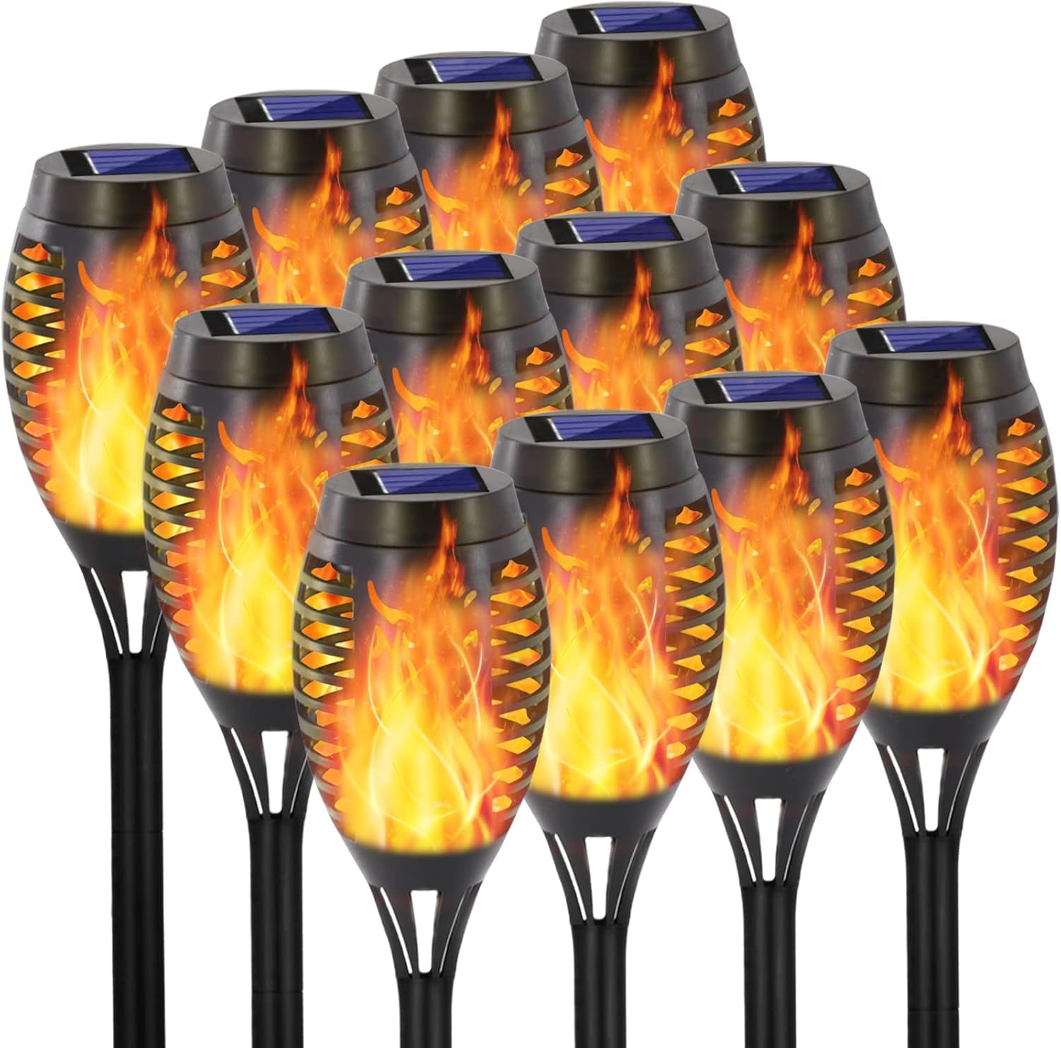 8 Pack Solar Torch Light with Flickering Flame, 12 LEDs Solar Lights ...