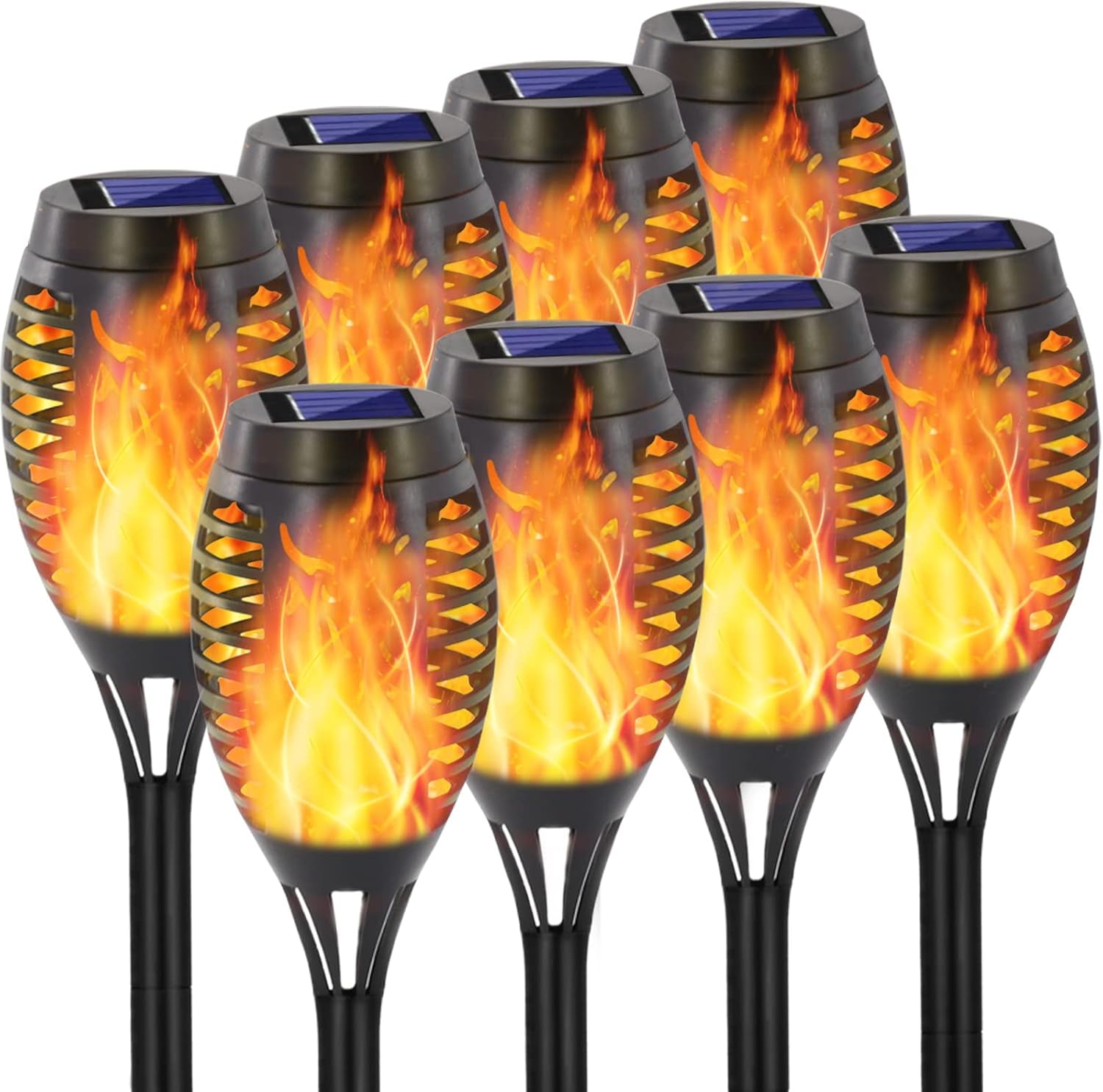 8 Pack Solar Torch Light with Flickering Flame, 12 LEDs Solar Lights ...
