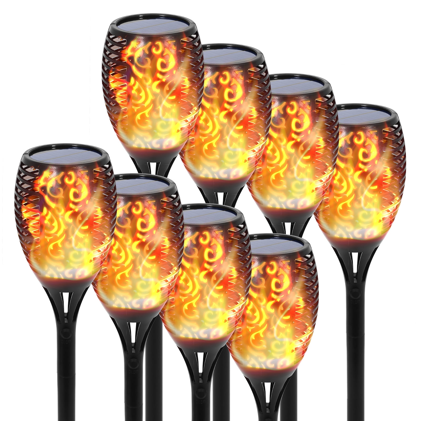 8 Pack Solar Torch Lights, 43 inch 96 LED Garden Pathway Light with ...