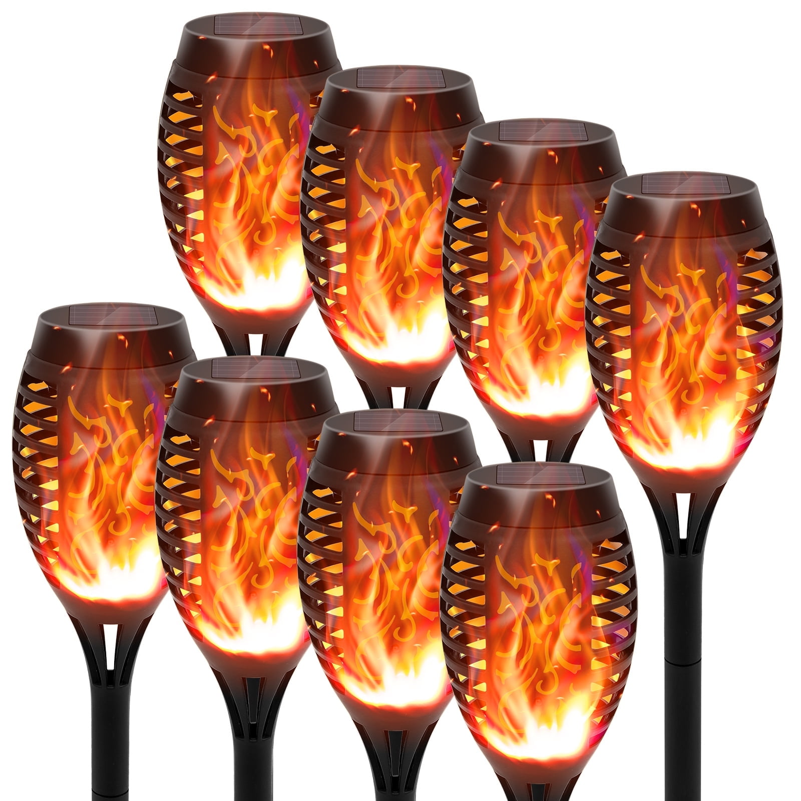 8 Pack Solar Torch Outdoor Lights, 12 LED Waterproof Flame Lights for ...