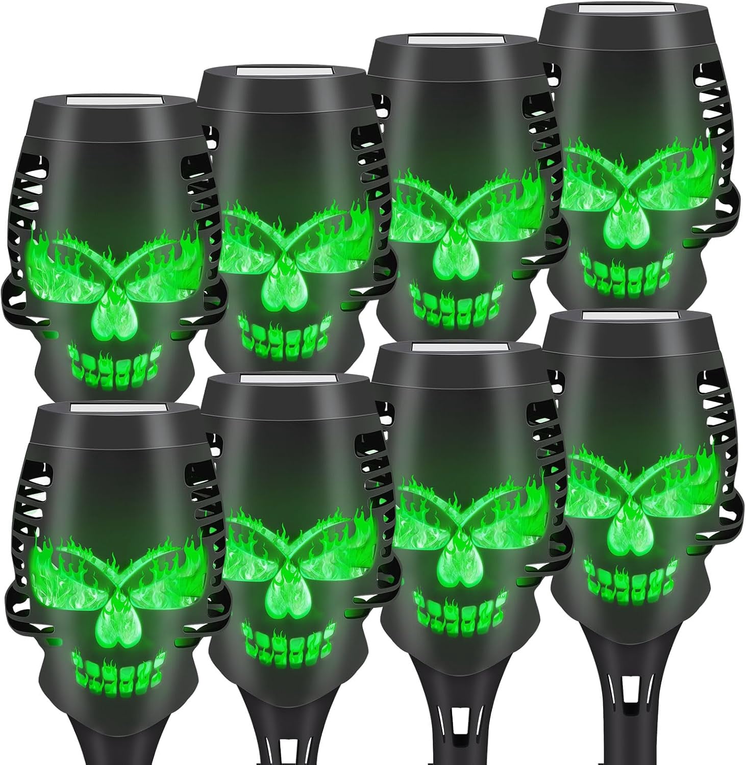 8 Pack Solar Torch Skull Light with Flickering Flame, Outdoor ...