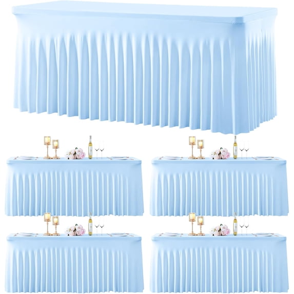 8 Pack Spandex Beige Fitted Table Cloth for 6ft Rectangle Tables Beige ...