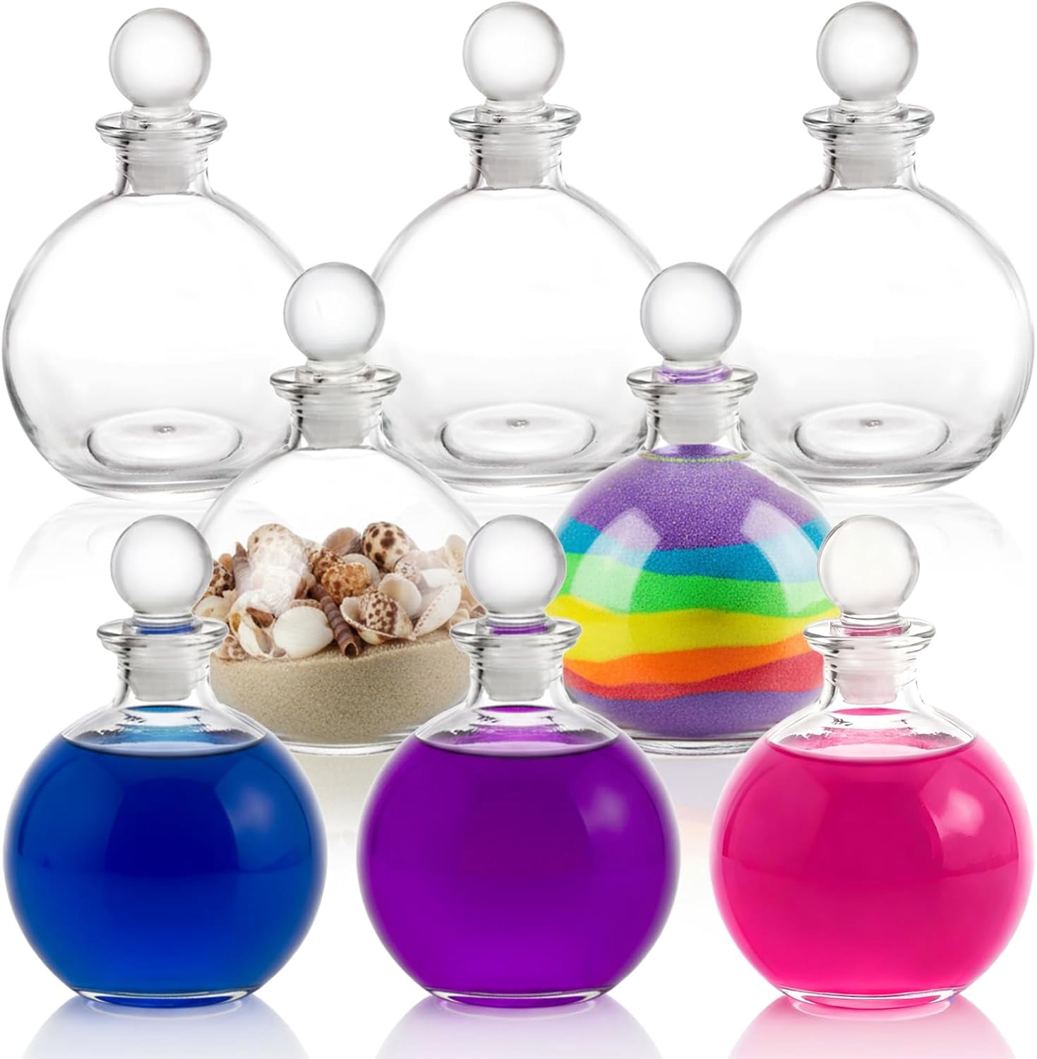 8 Pack Spherical Glass Bottles, 8 Oz Round Bottle with Stopper, Glass ...