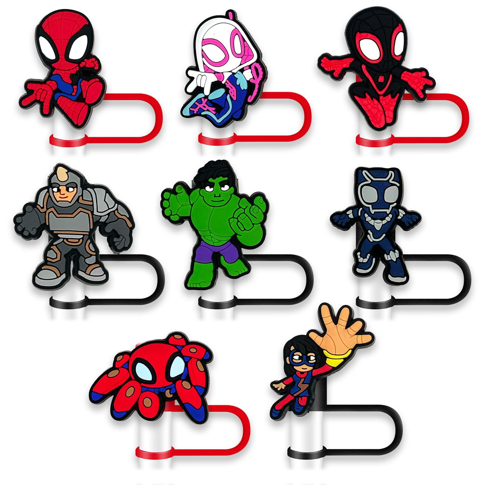 8 Pack Spider-Man Straw Toppers, Silicone Straw Tip Covers for Tumblers ...