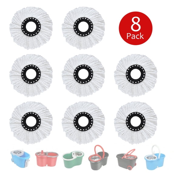 8 Pack Spin Mop Replacement Head for 360 Spin Mop Bucket with Wringer ...