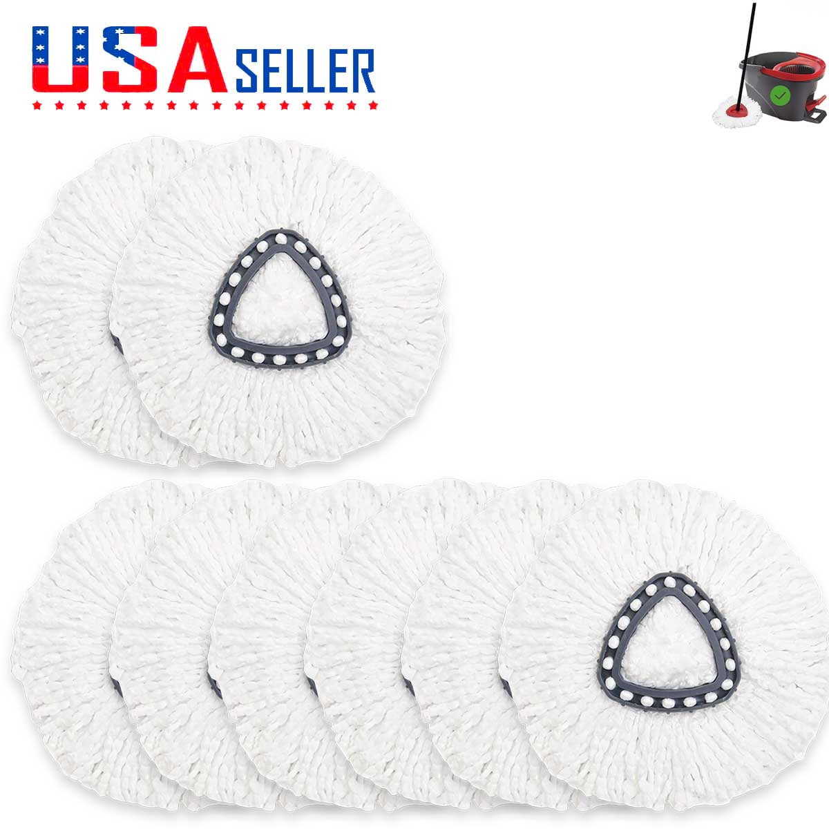 8 Pack Spin Mop Replacement Heads 100 Microfiber Spin Mop Refills Heads 360°micro Replacement