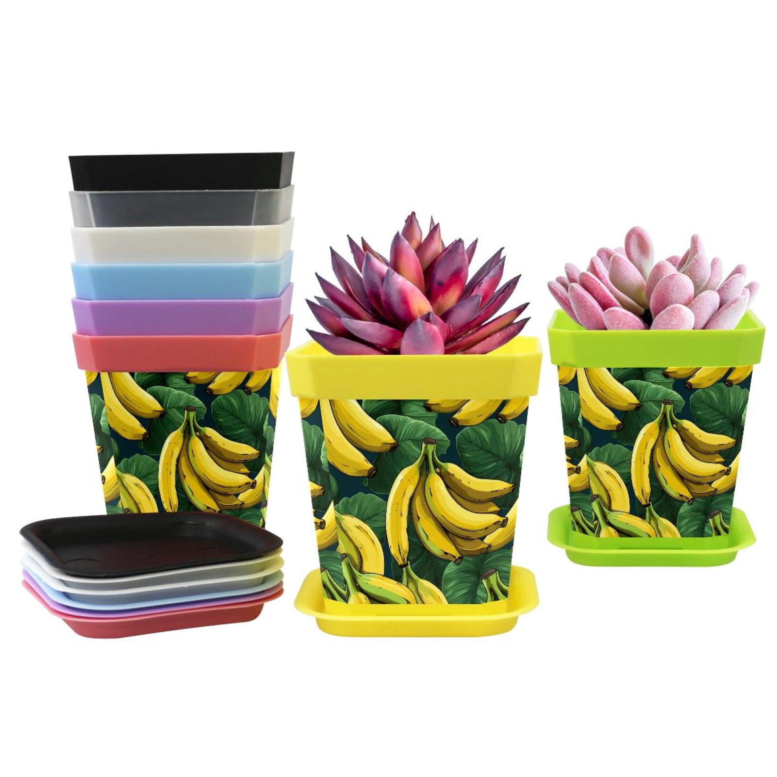 8 Pack Square Plastic Planters with Drainage Holes and Saucers Flower ...