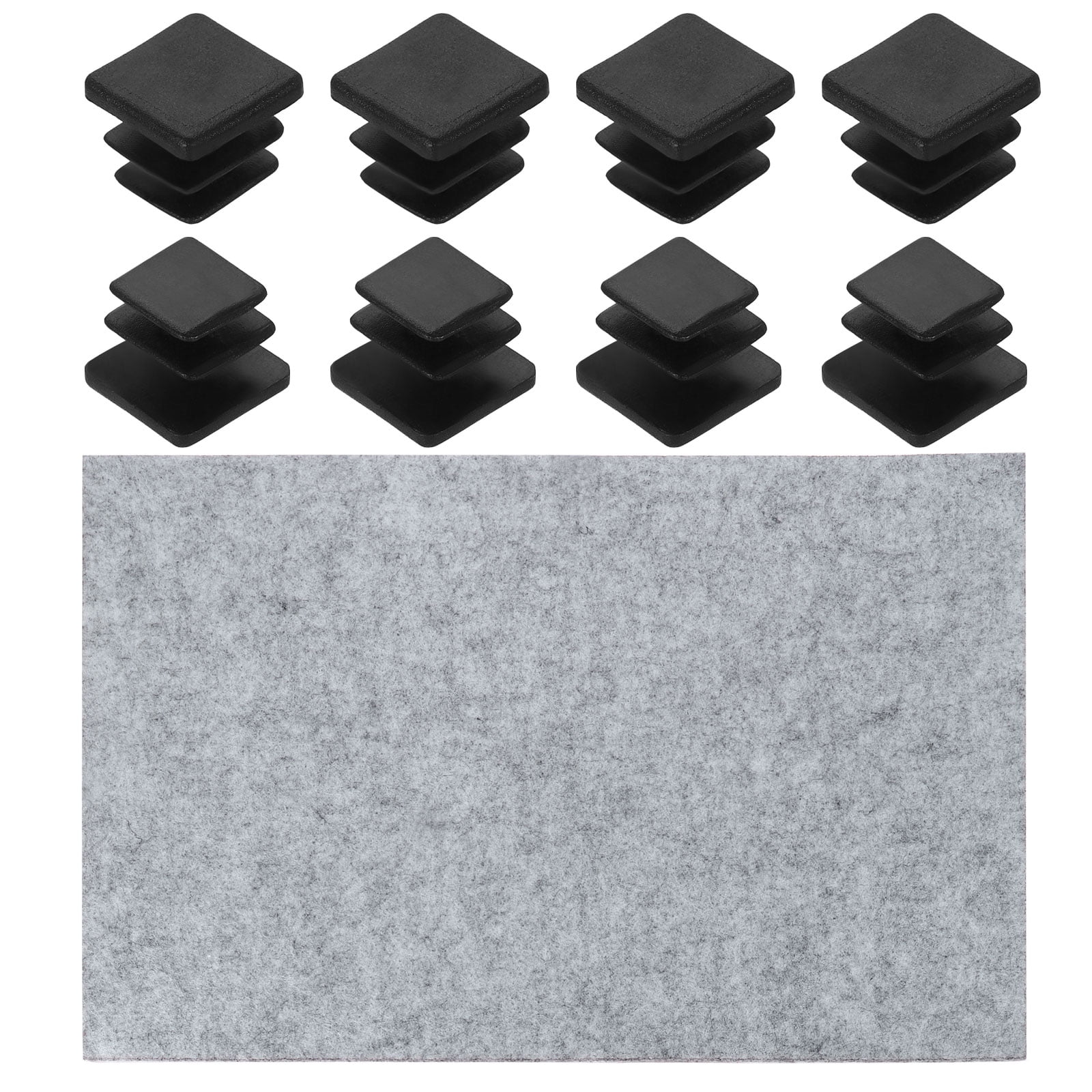 8 Pack Square Plastic Plugs with Furniture Felt Pad, 13mm/0.51" Tubing ...