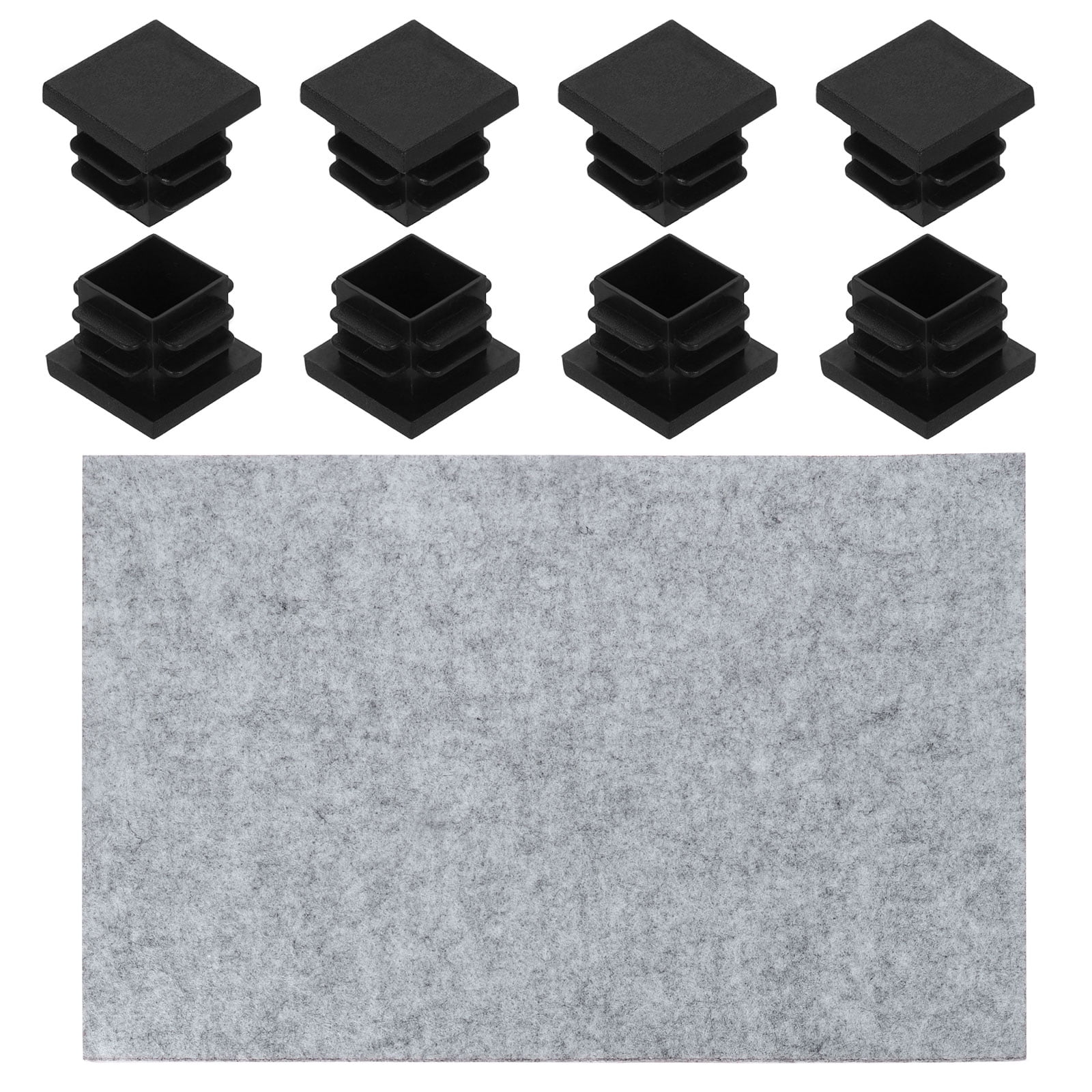 8 Pack Square Plastic Plugs with Furniture Felt Pad, 19mm/0.75" Tubing ...